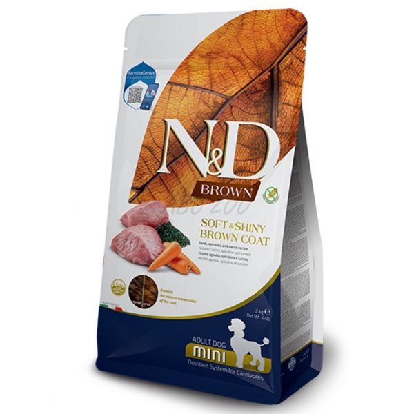 Farmina N&D dog BROWN (GF) adult mini lamb, spirulina & carrot 2 kg ...