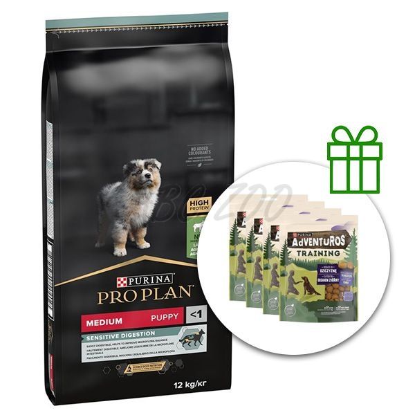 Purina PRO PLAN PUPPY Medium Sensitive Digestion LAMB 12 kg + 4 x ...